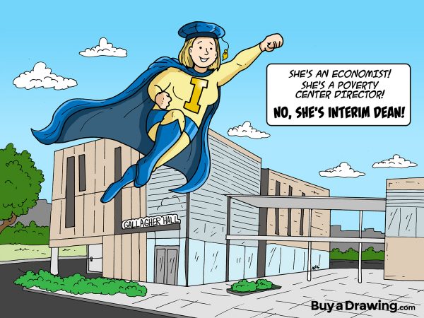 College Dean Superhero Cartoon Drawing Gift - Interim Dean